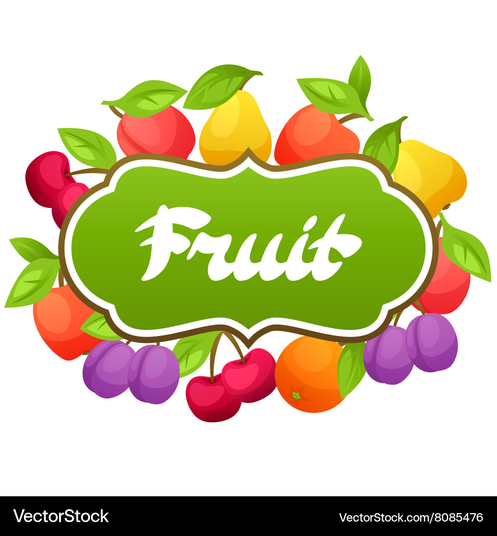 Background design with stylized fresh ripe fruits Vector Image