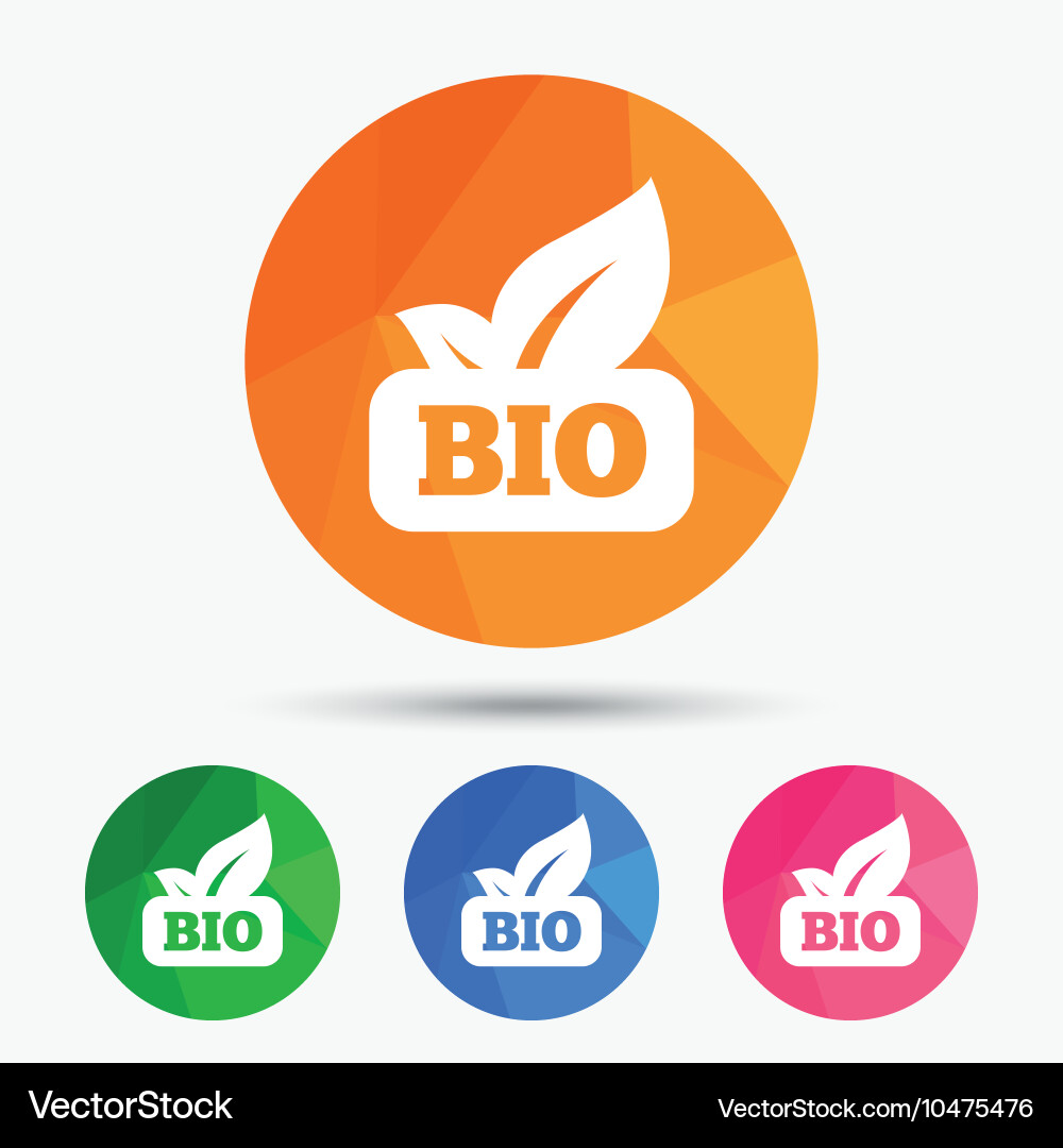 Bio product sign icon leaf symbol Royalty Free Vector Image