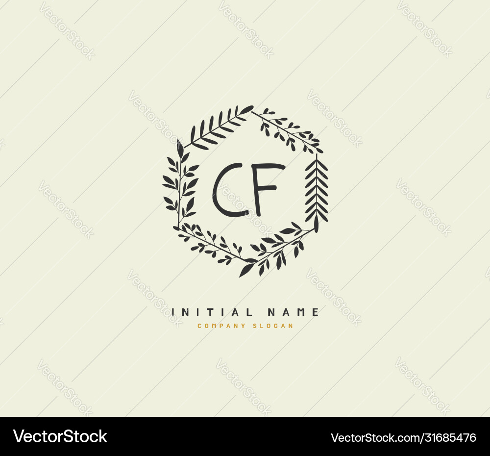 C f cf beauty initial logo handwriting logo Vector Image