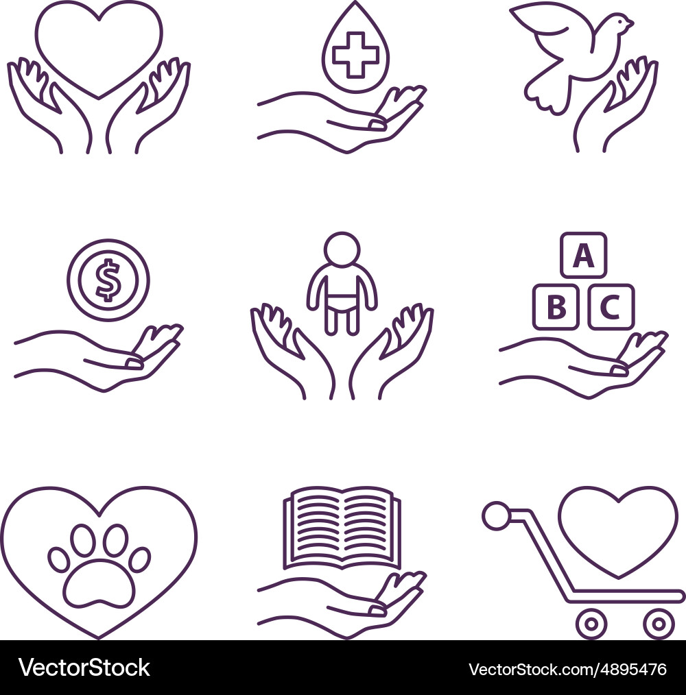 Charity Icons & Signs Royalty Free Vector Image