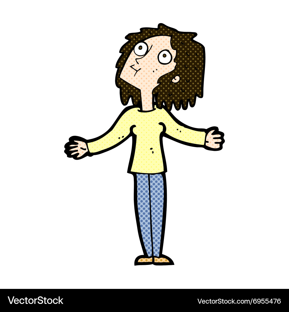 Comic cartoon curious woman looking upwards Vector Image