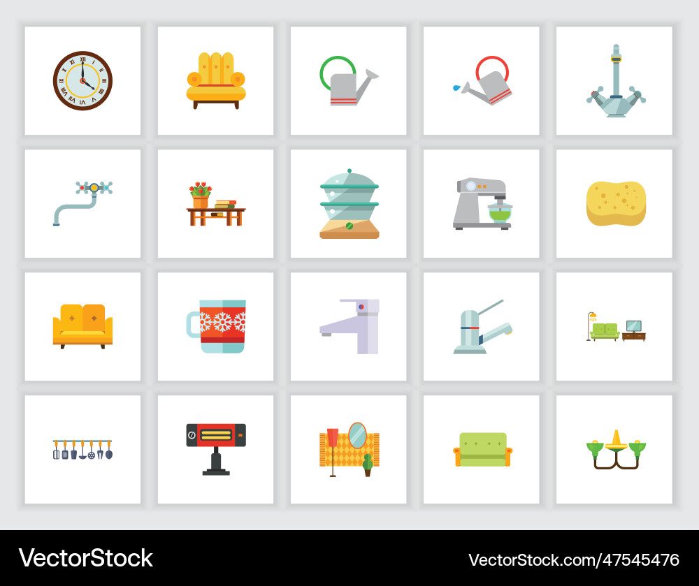 Domestic appliances concept flat icon set Vector Image