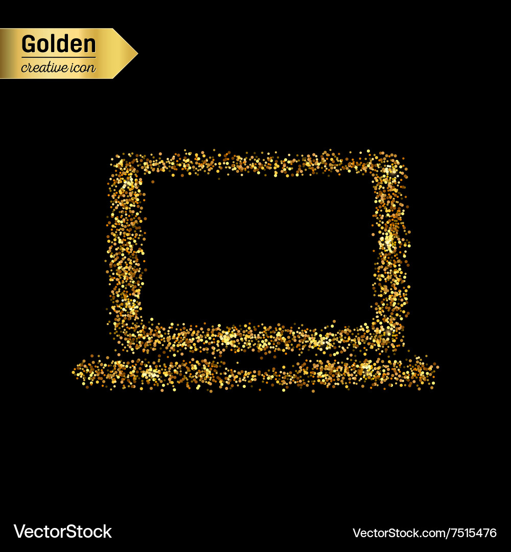 Gold glitter icon of computer isolated Royalty Free Vector