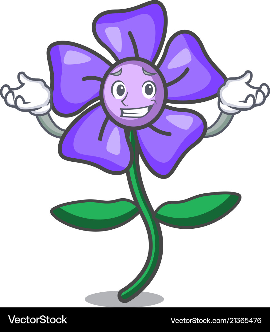 Grinning periwinkle flower character cartoon Vector Image