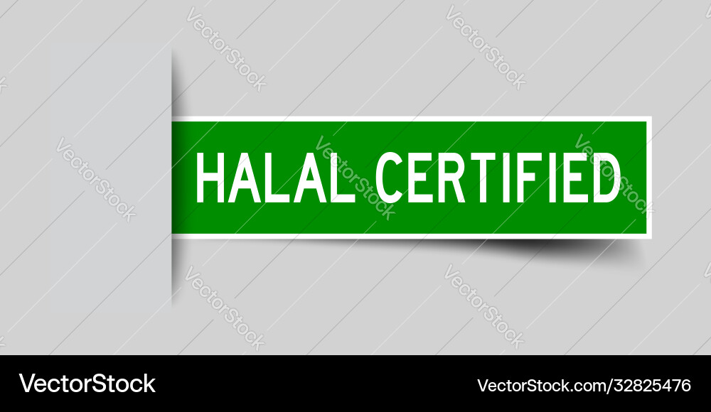 Label square green sticker in word halal Vector Image