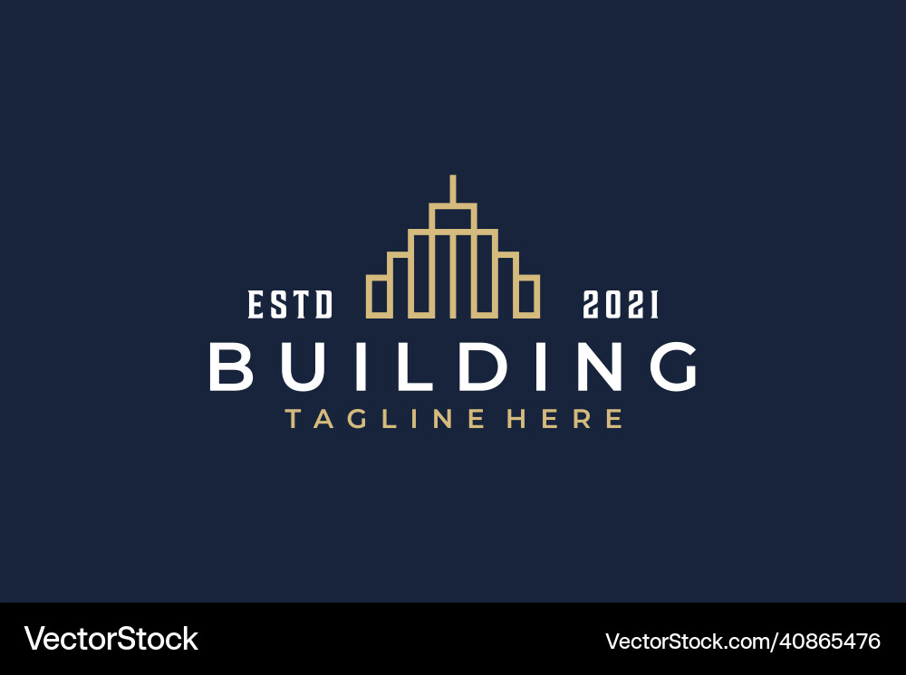 Minimalist building logo design for brand Vector Image