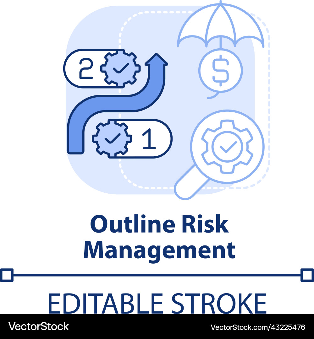 Outline risk management light blue concept icon Vector Image