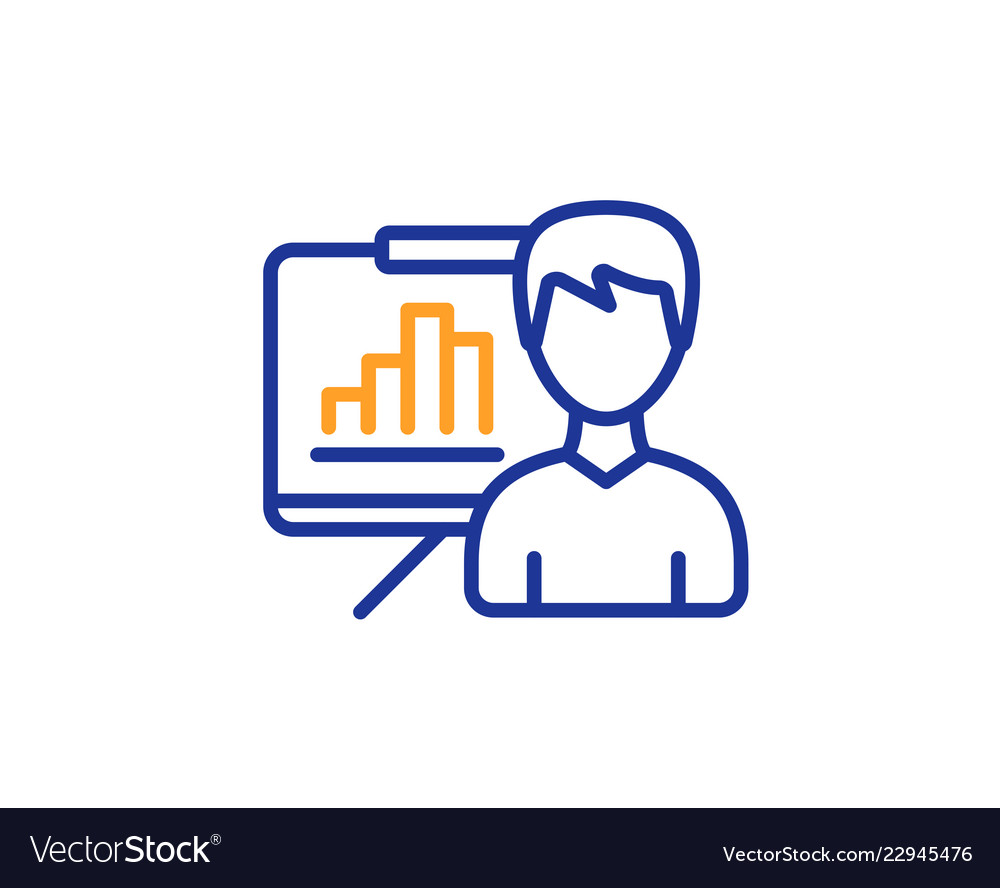 Presentation board line icon column graph sign Vector Image
