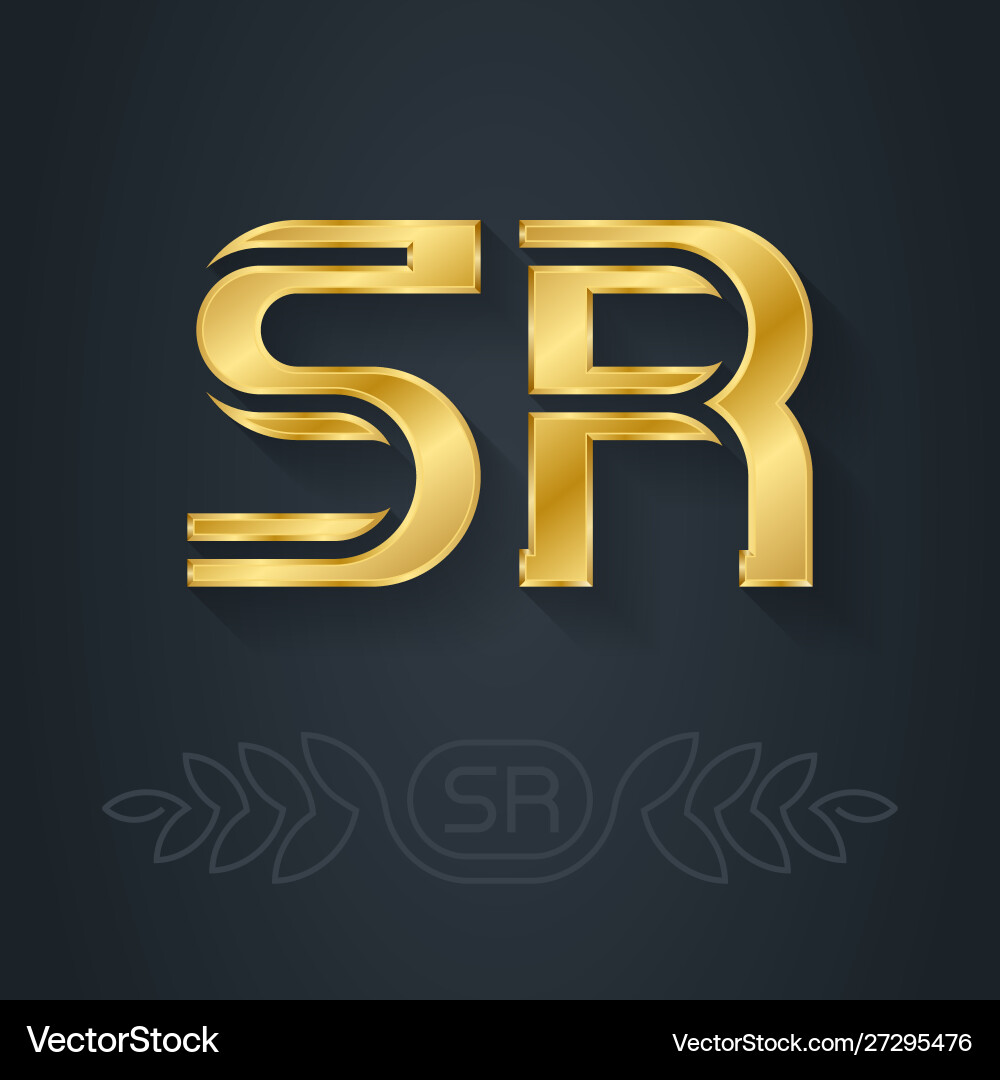 S and r initial golden logo sr - metallic 3d icon Vector Image