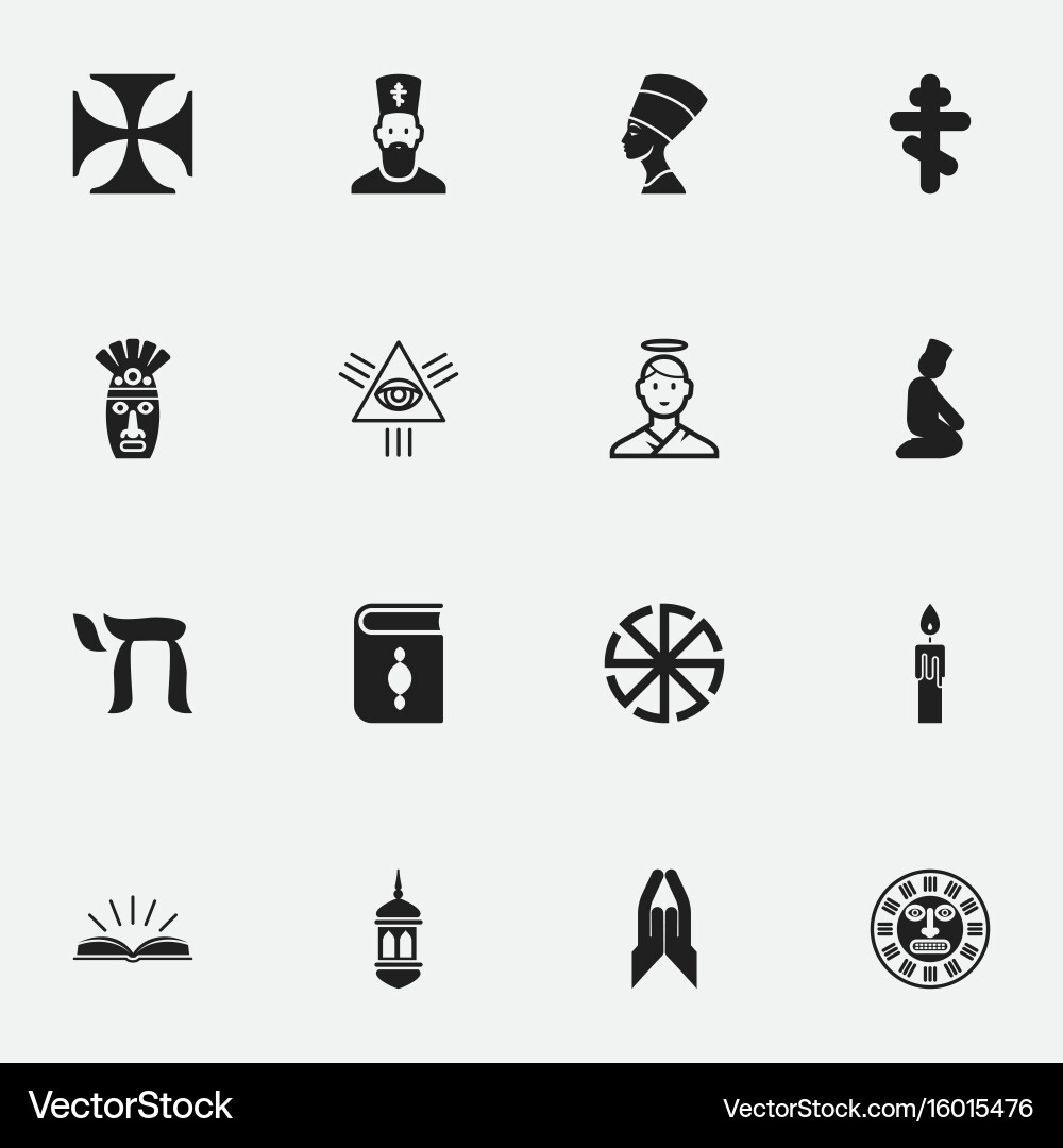 Set 16 editable faith icons includes symbols Vector Image