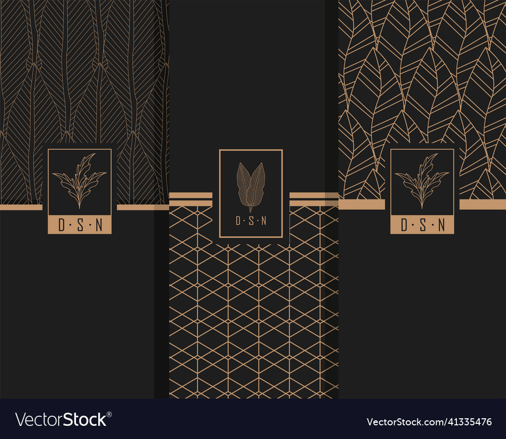 Three elegant pattern emblems Royalty Free Vector Image