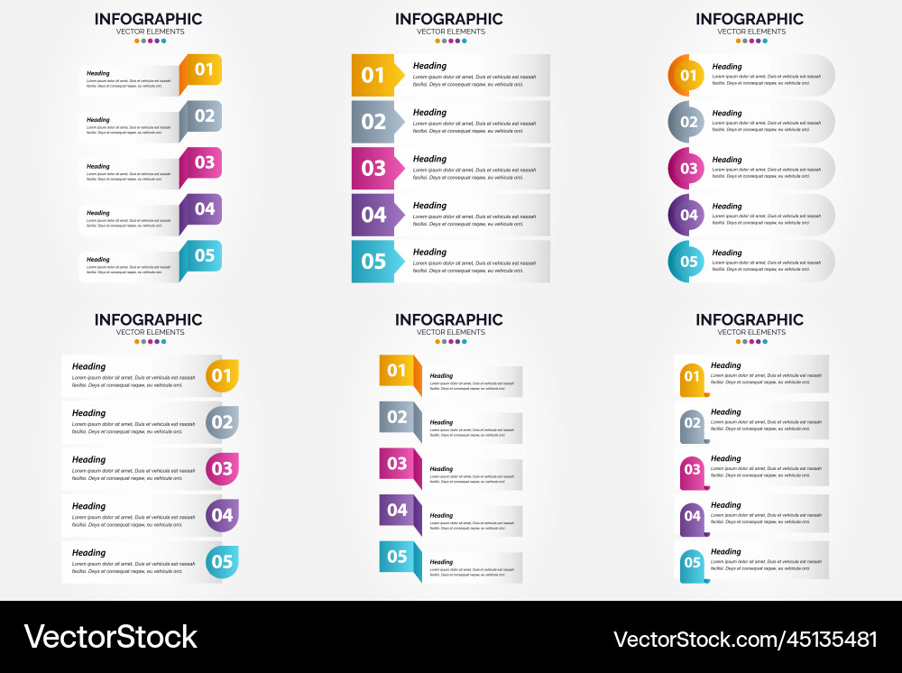 Bright and eye-catching infographics set for Vector Image