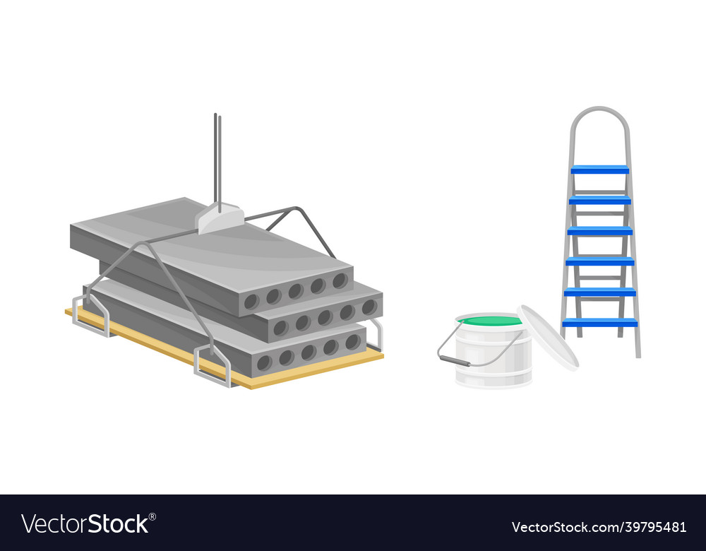 Building construction materials set concrete Vector Image