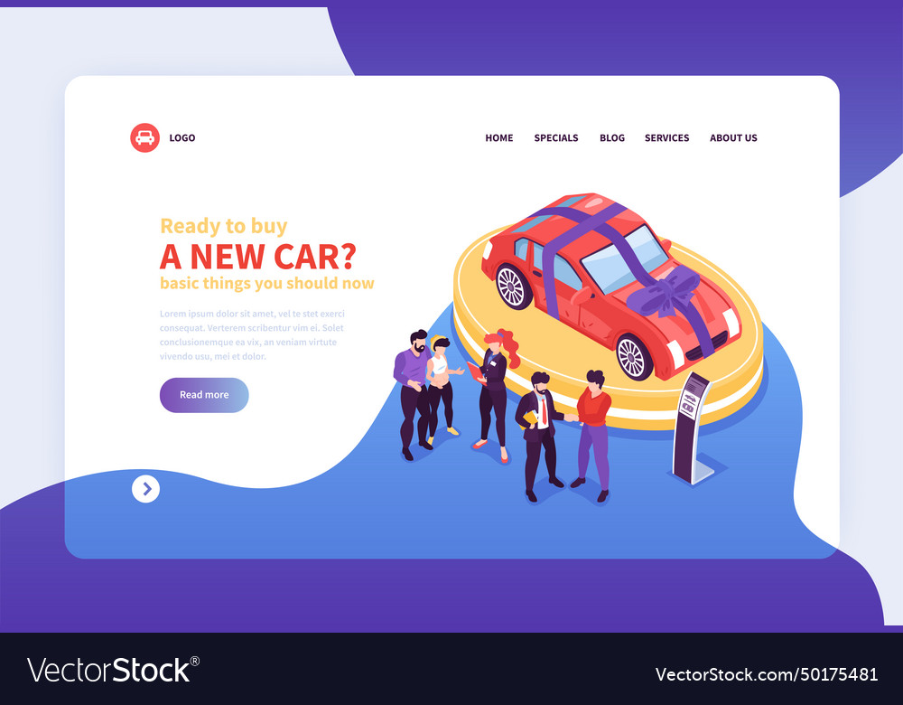 Car store website design Royalty Free Vector Image