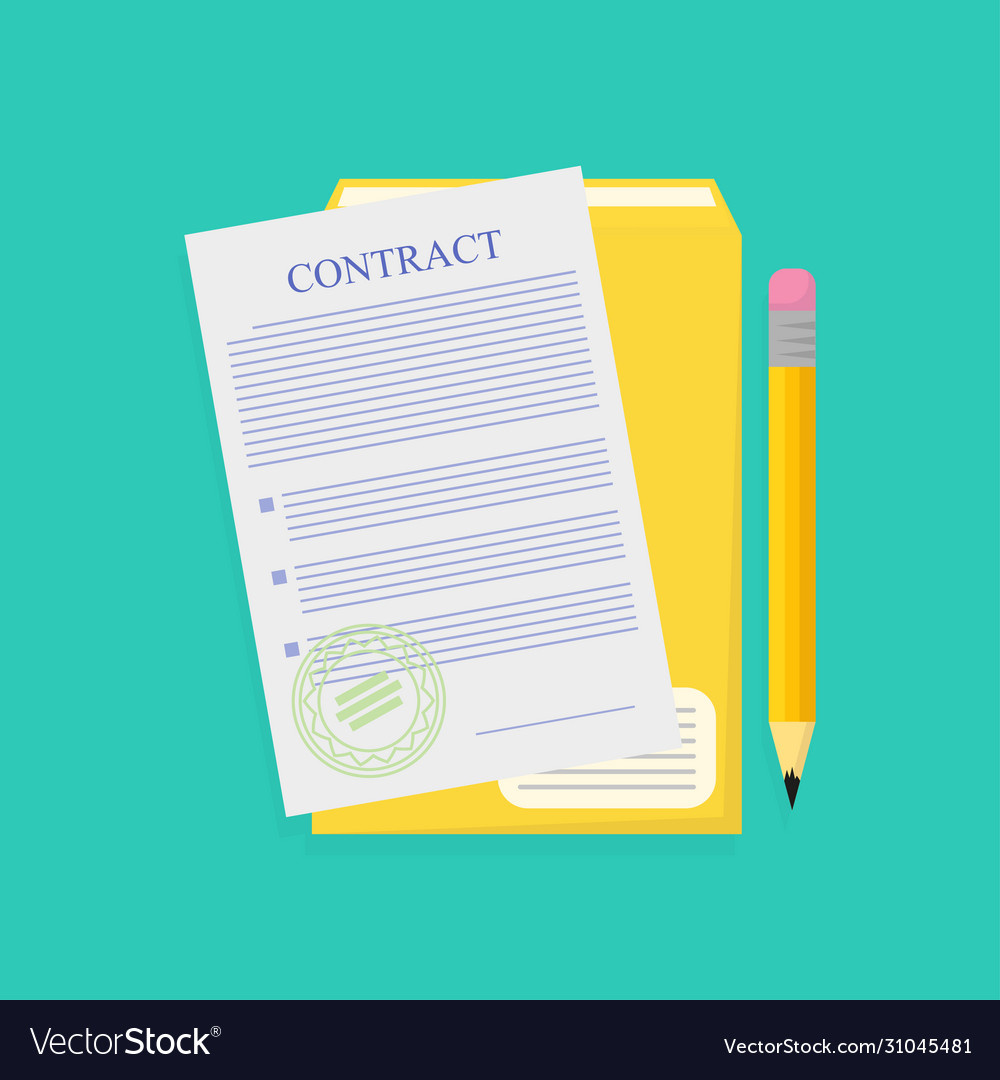 Contract with envelope flat shadow Royalty Free Vector Image