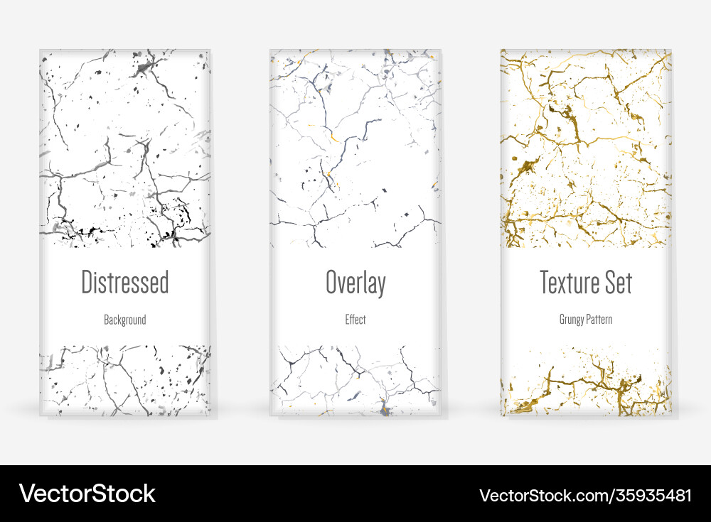 Distress grunge texture set scratched dirt print Vector Image