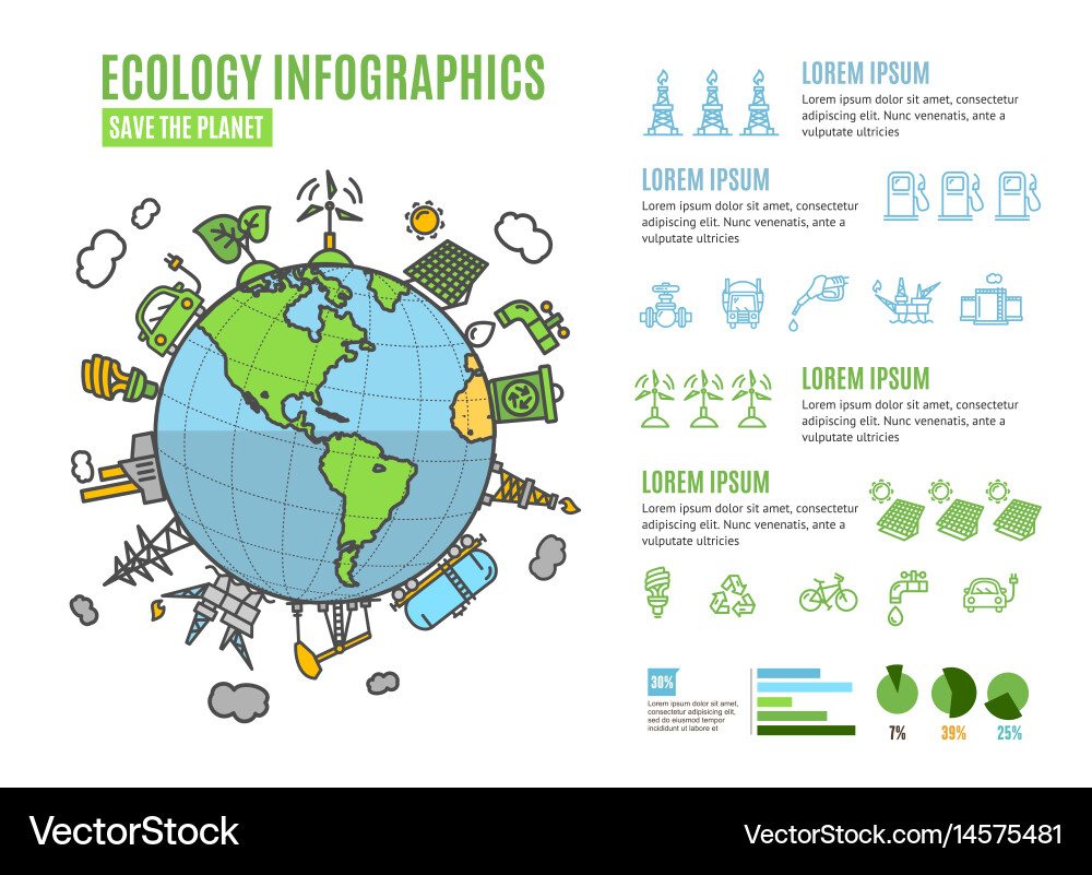 Ecology infographics banner menu card Royalty Free Vector
