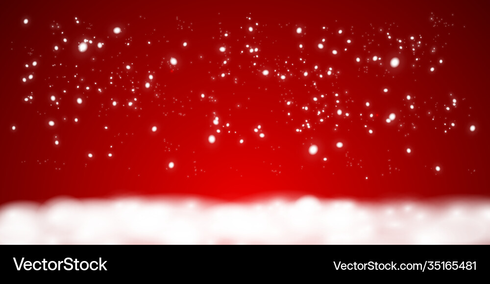 Falling shining little snow isolated on red Vector Image
