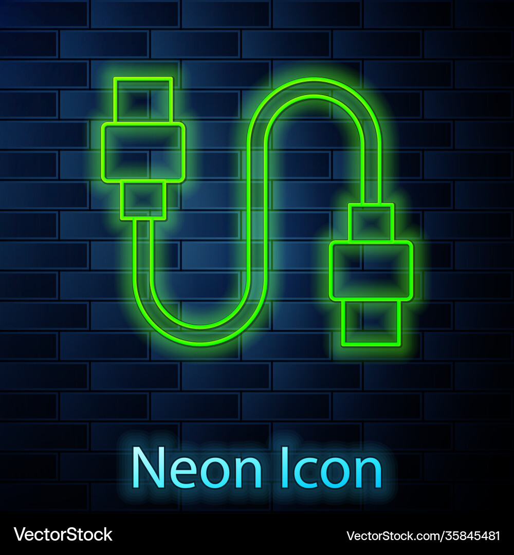Glowing neon line usb cable cord icon isolated Vector Image