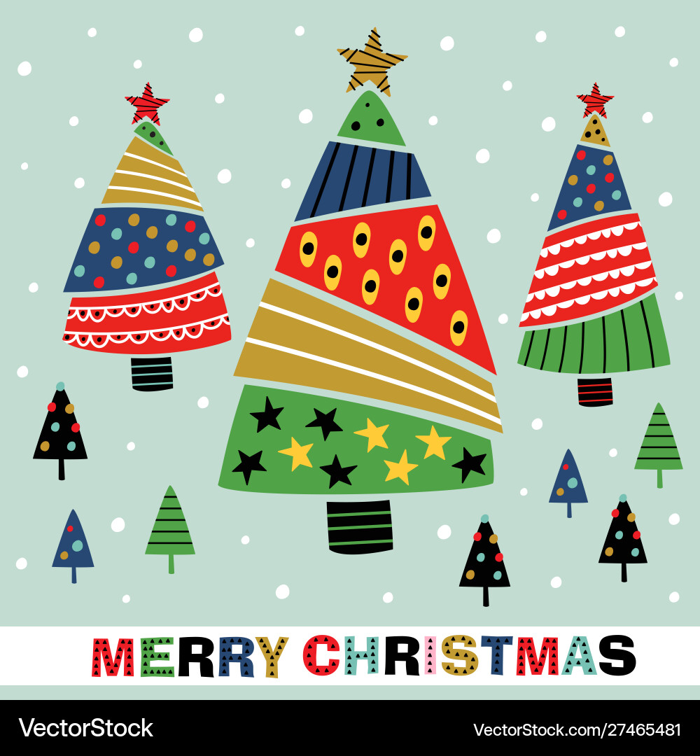 Greeting card with decorative christmas trees Vector Image