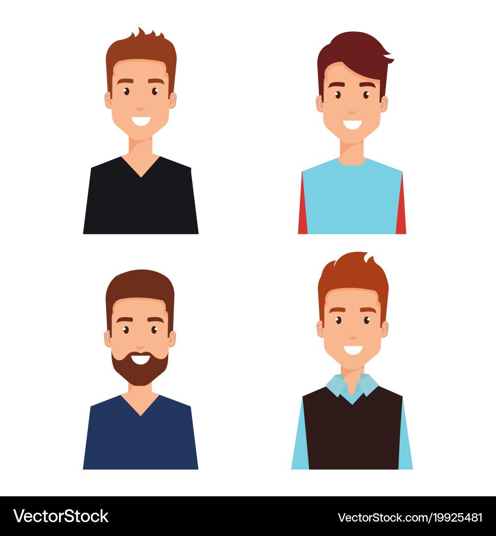 Group of men avatars characters Royalty Free Vector Image
