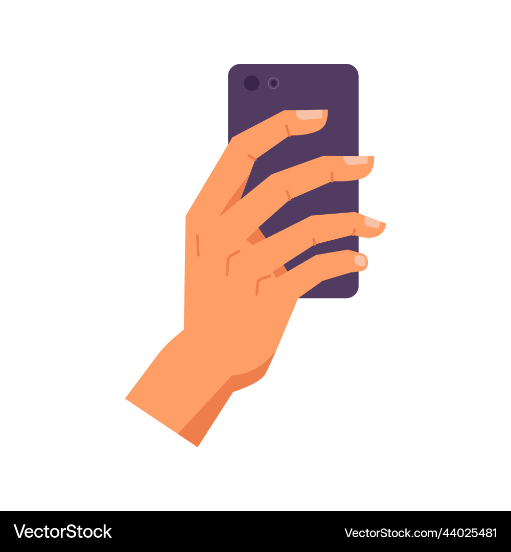 Hand holding smartphone reading or making photo Vector Image