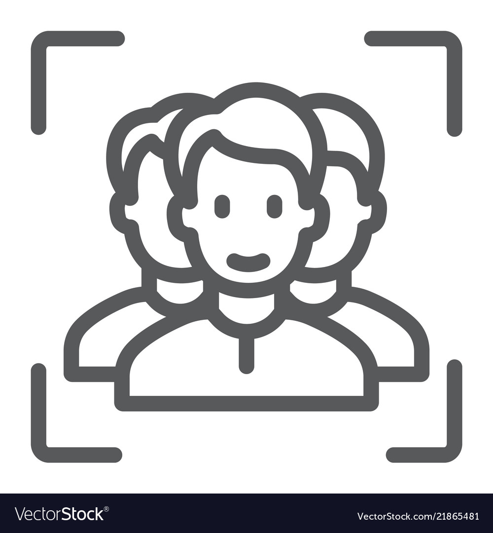 Multi face id line icon face recognition Vector Image Multi face id line icon face recognition Vector Image
