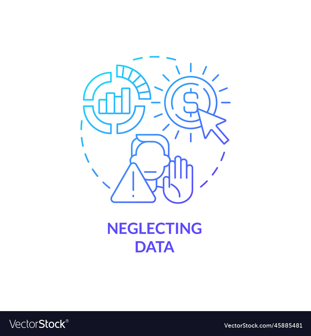 Neglecting data blue gradient concept icon Vector Image