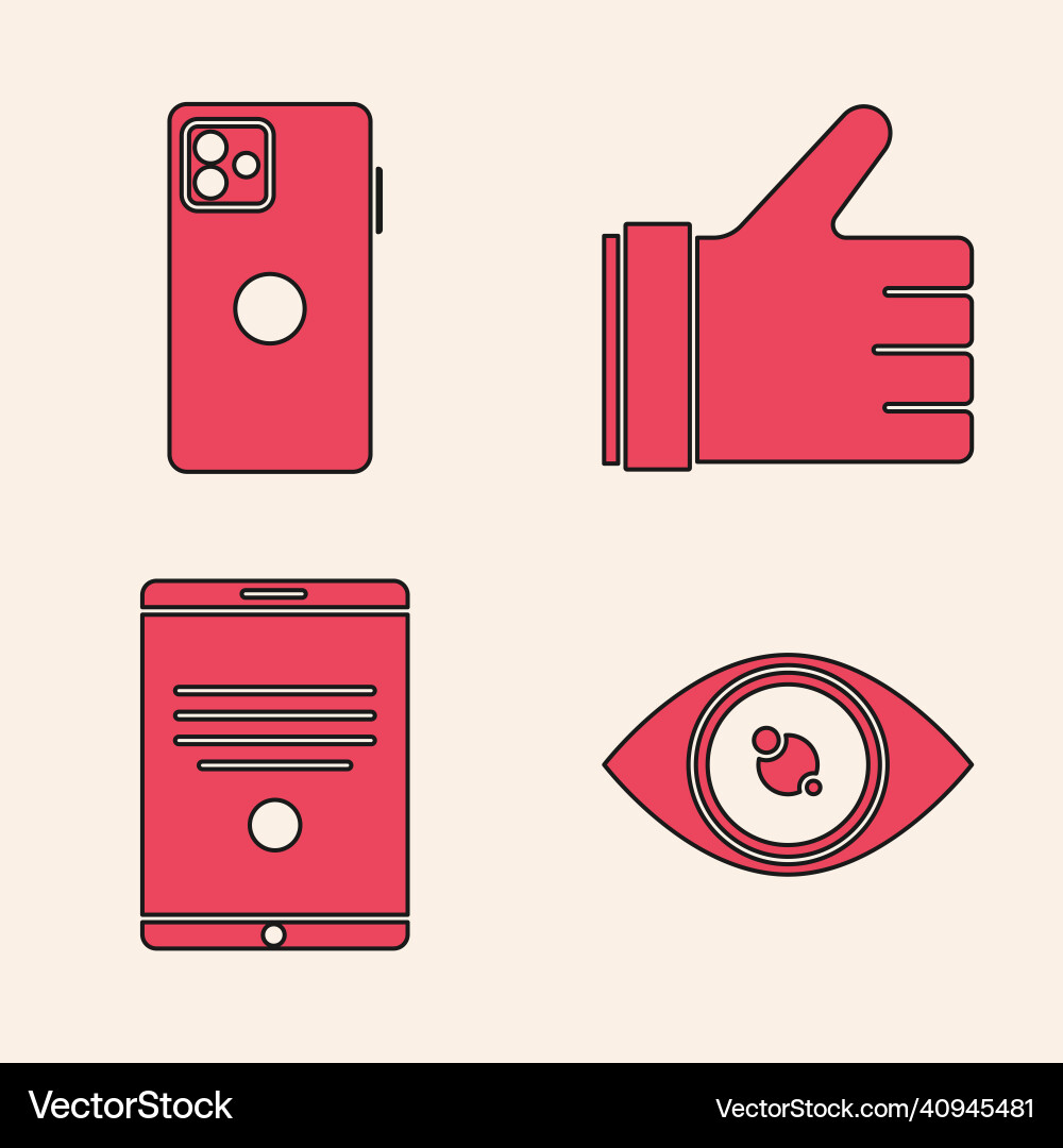 Set eye smartphone mobile phone hand like Vector Image