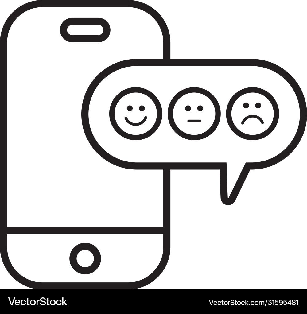 Smartphone with speech bubble and emojis line Vector Image