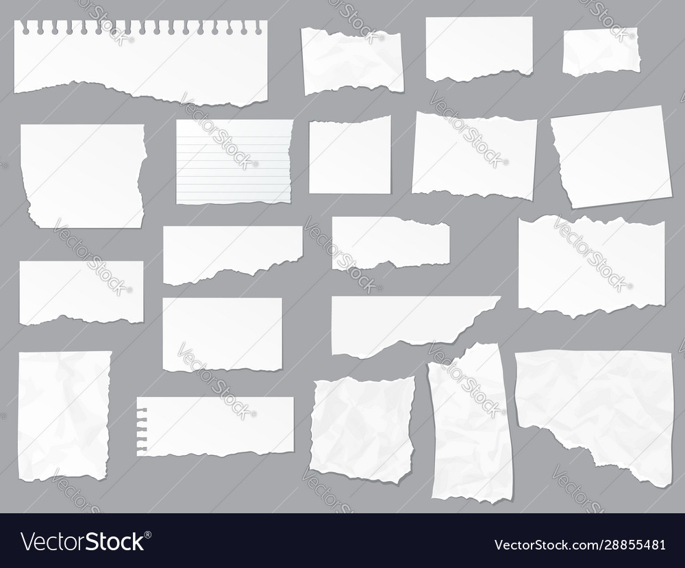 Torn paper notes notebook realistic Royalty Free Vector