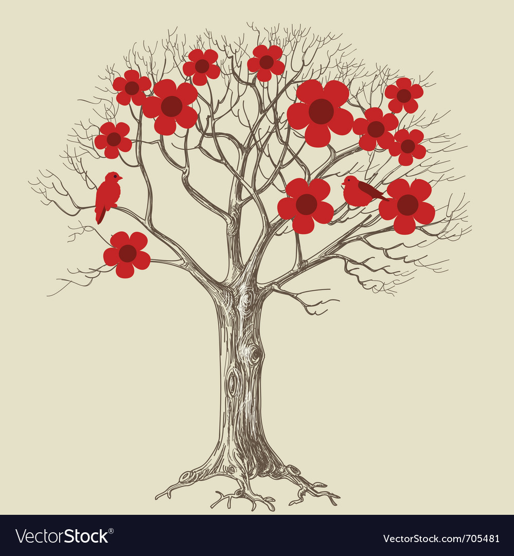 Tree in bloom Royalty Free Vector Image - VectorStock