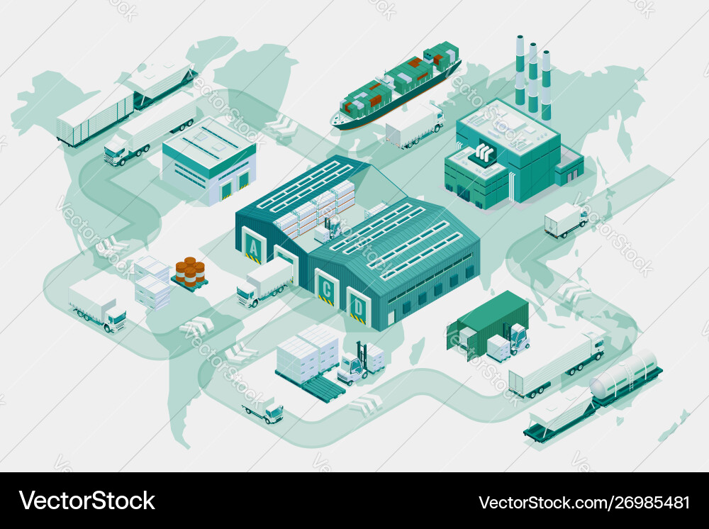 Web template banner global logistics network Vector Image