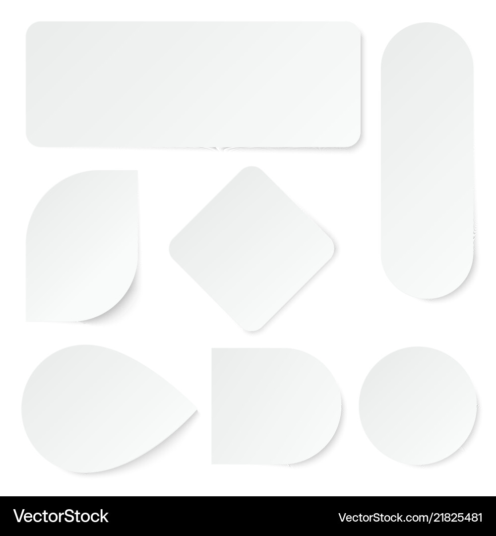 White paper stickers blank labels tags in Vector Image