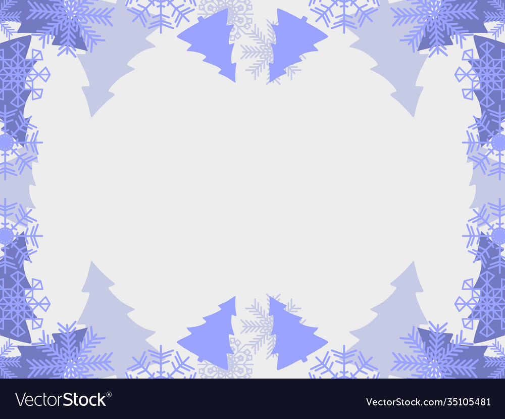 Winter frame with christmas trees and snowflakes Vector Image