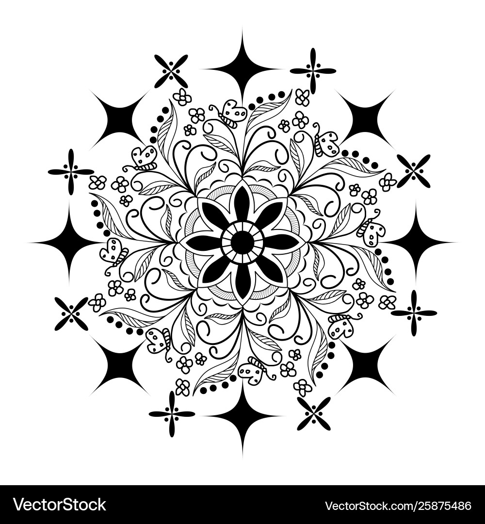 Beautiful art hand drawing abstract lace mandala Vector Image