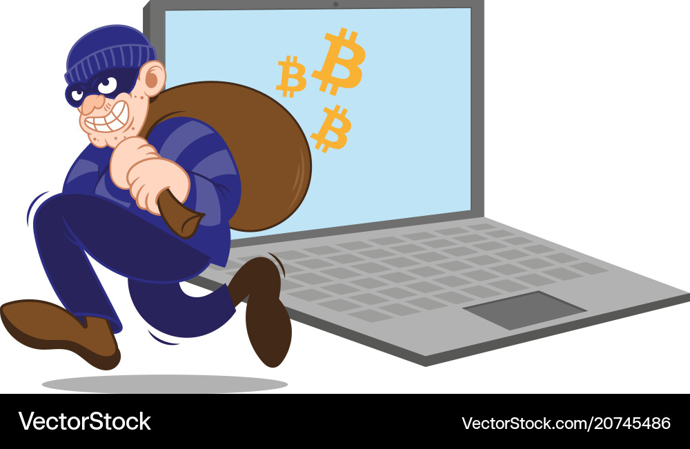 Bitcoin cyber thief Royalty Free Vector Image - VectorStock
