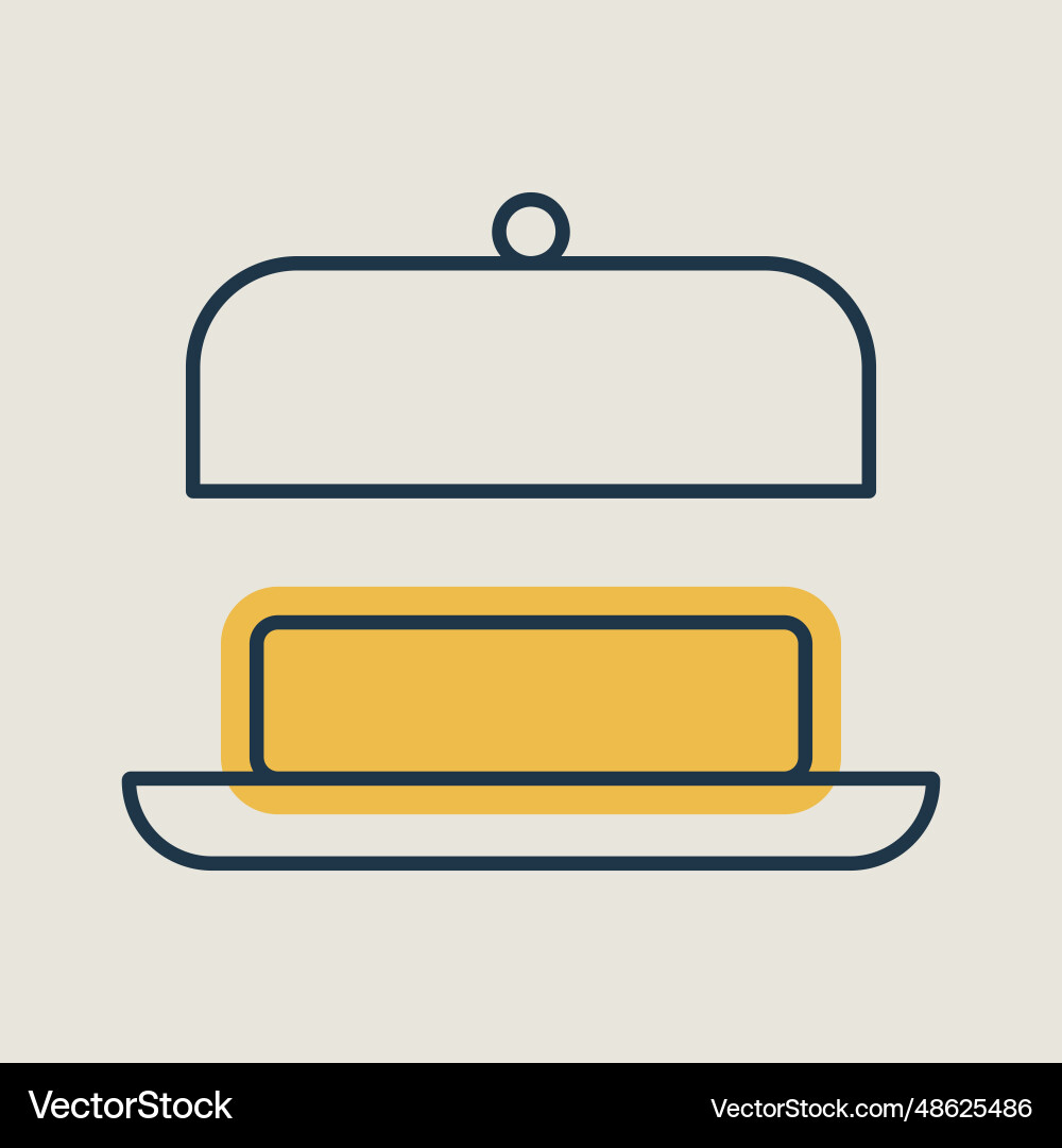 Butter in dish with open lid icon dairy Royalty Free Vector