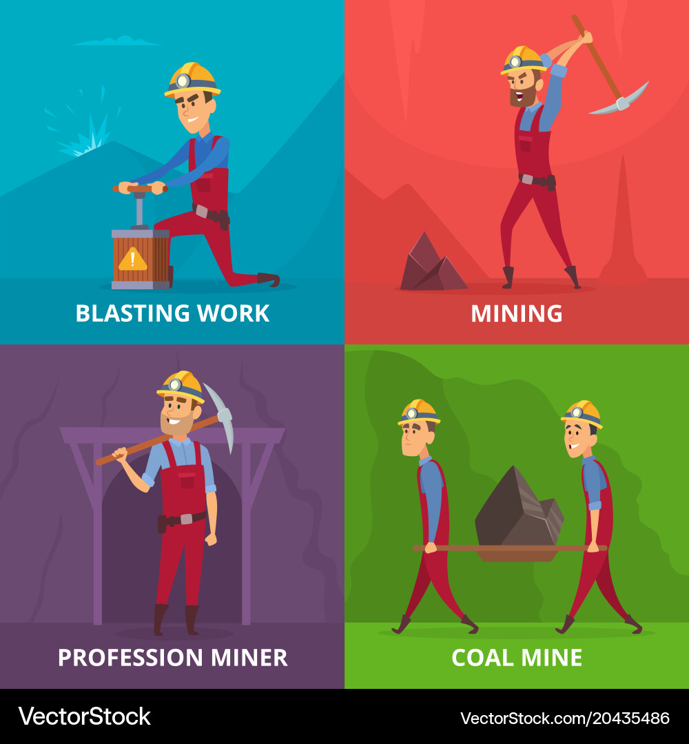 Concept miners characters at work Royalty Free Vector Image