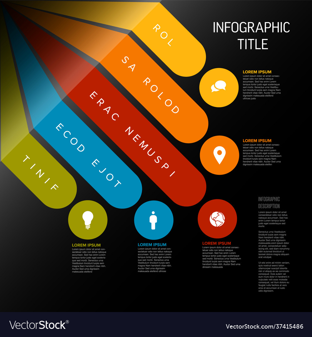 Dark multipurpose infographic template with five Vector Image Dark multipurpose infographic template with five Vector Image