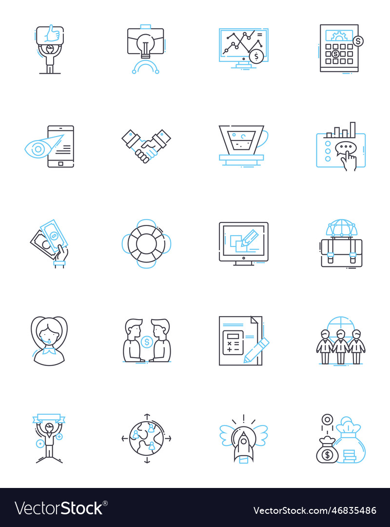 Economic unit linear icons set profitability Vector Image Economic unit linear icons set profitability Vector Image