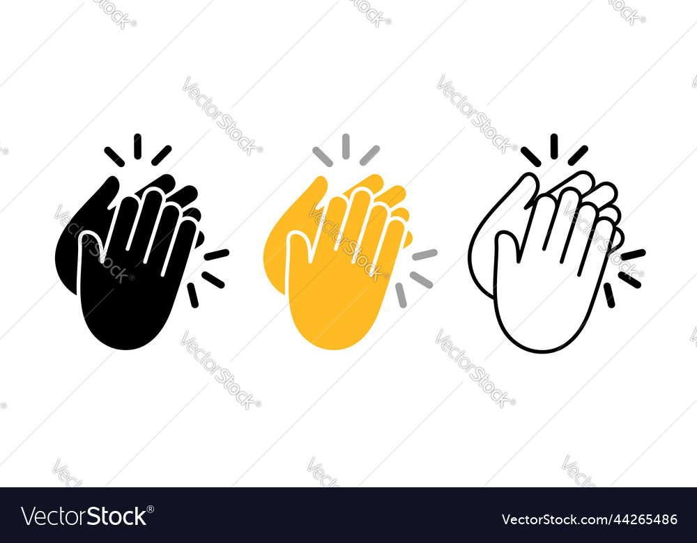 Hand clap icon of applause black yellow and white Vector Image