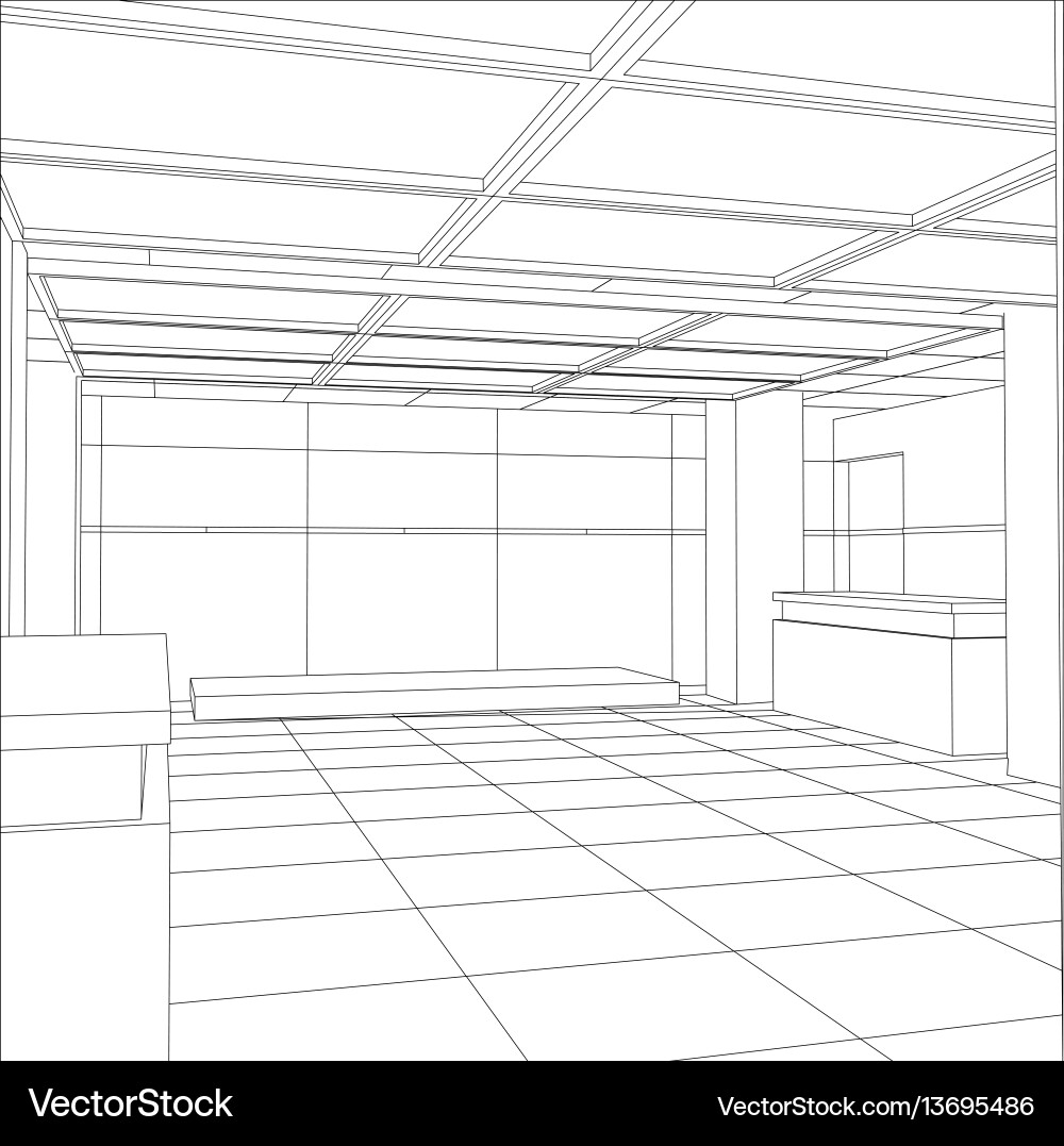 Interior office outlined tracing of Royalty Free Vector