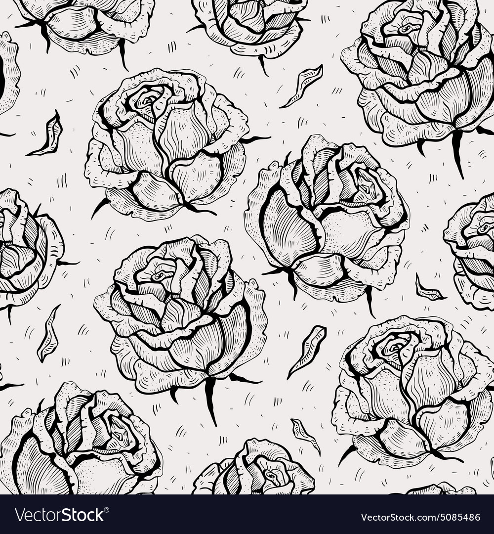 Roses seamless pattern Royalty Free Vector Image