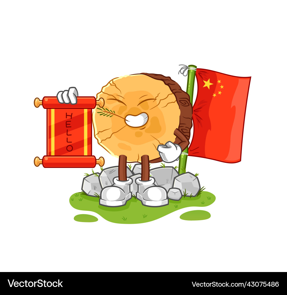Round log chinese cartoon mascot Royalty Free Vector Image