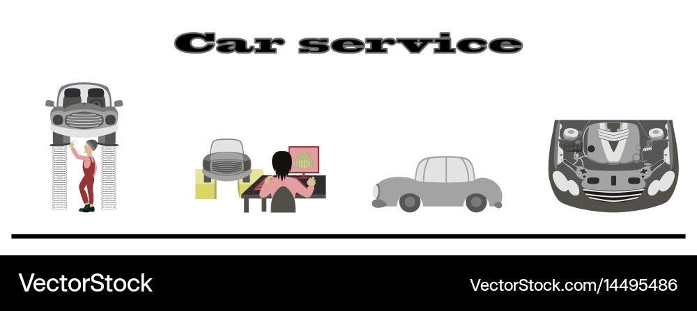 Set mechanical services of car Royalty Free Vector Image