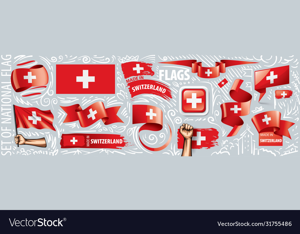 Set national flag switzerland Royalty Free Vector Image