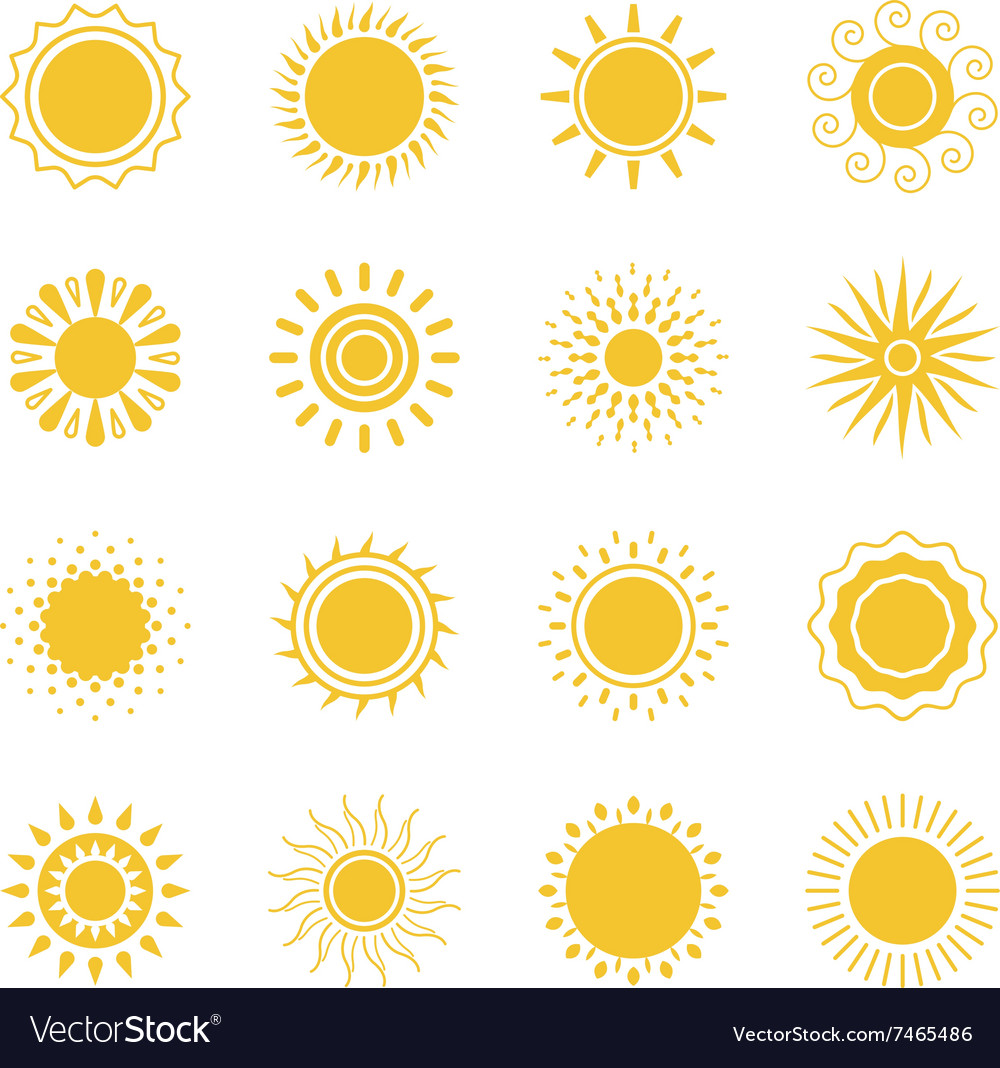 Sun Icon Set Royalty Free Vector Image - VectorStock