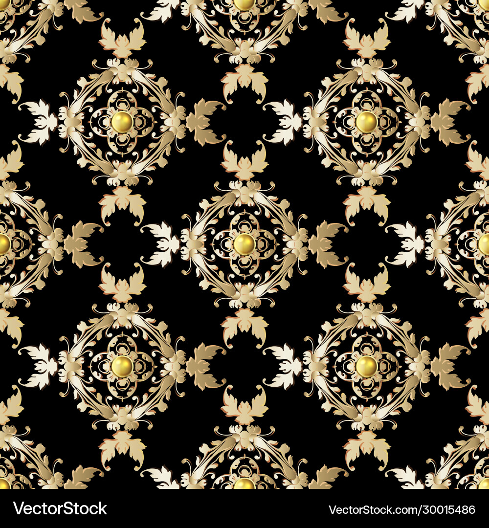 Vintage gold floral seamless pattern Royalty Free Vector