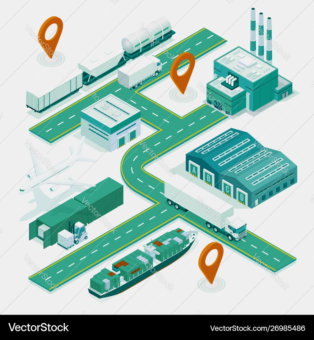 Web template banner global logistics network Vector Image